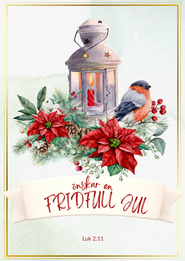 Julkort - Önskar en fridfull jul - Luk 2:11